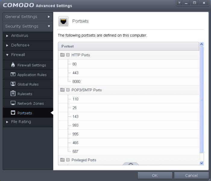 Comodo Internet Security Port Sets, Firewall Protection | Internet Security v6.2